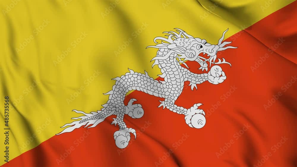 Bhutan flag waving looping footage Full 4K (3840 x 2160) Realistic ...