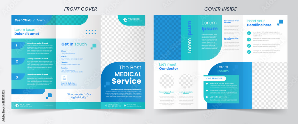 Healthcare and medical service brochure flyer trifold design usable for ...