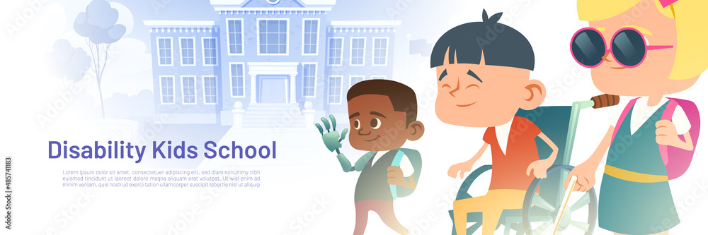 Disability school banner. Education for kids with special needs and ...