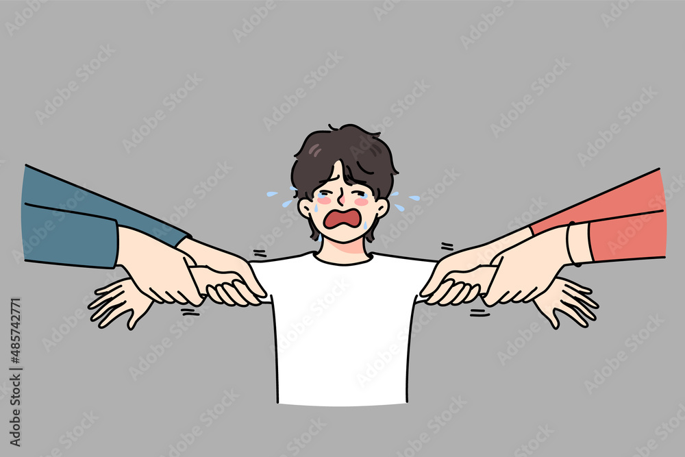 Parents tear apart unhappy crying son have divorce process in family ...