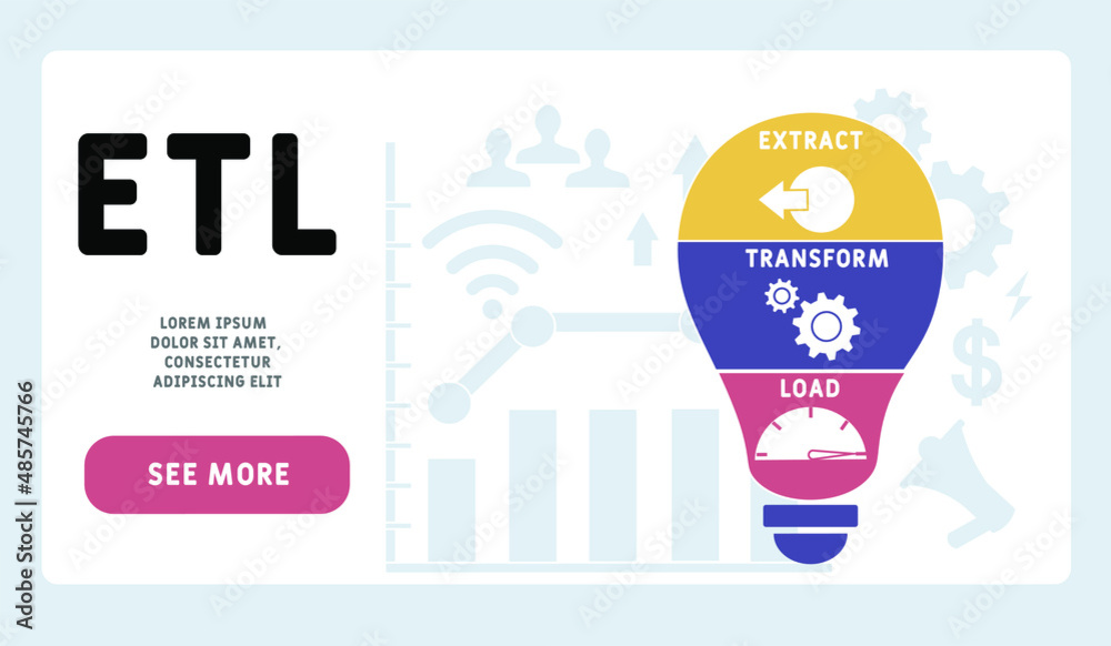 ETL - Extract Transform Load acronym. business concept background ...
