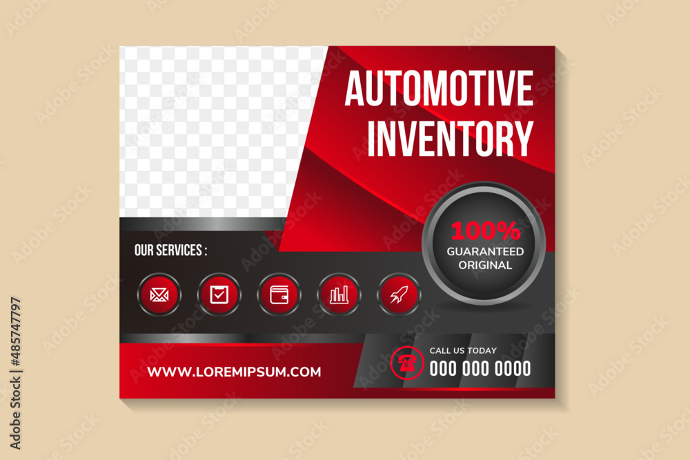 automotive inventory banner using combination black and red gradient ...