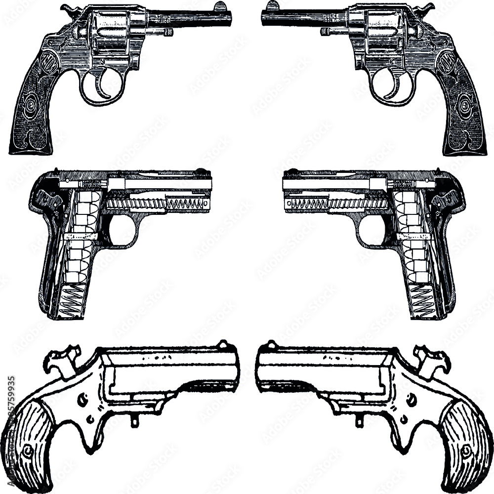 Ancient warriors gun icon set. Ancient warriors national weapons flat ...