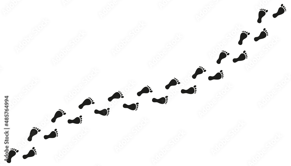 Human footprint. Footprint of foot human. Black path barefoot ...