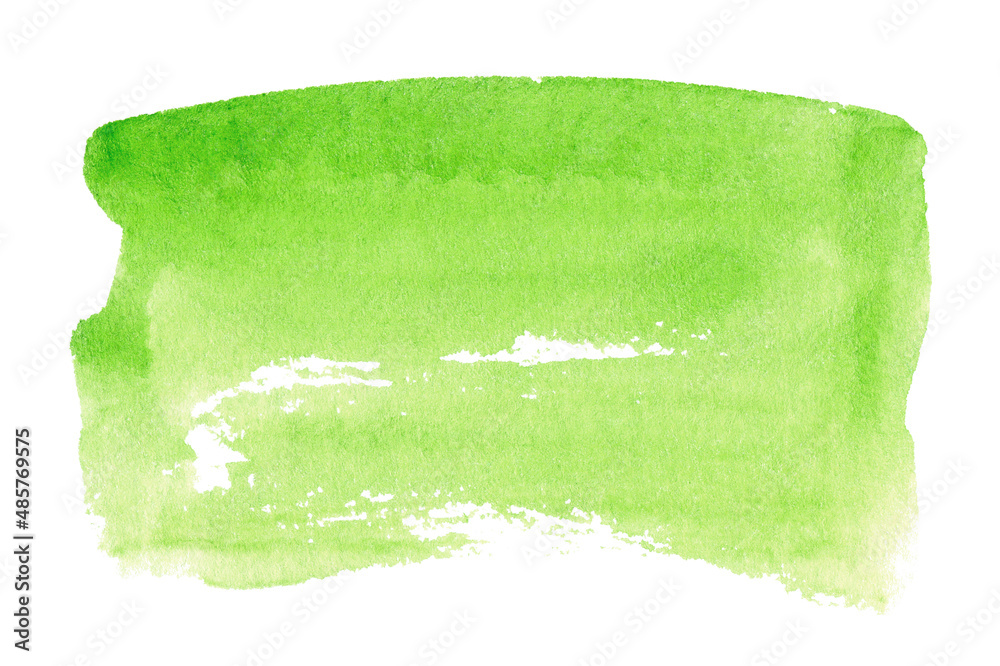 Abstract green watercolor shape. Watercolor hand drawn stain isolated ...