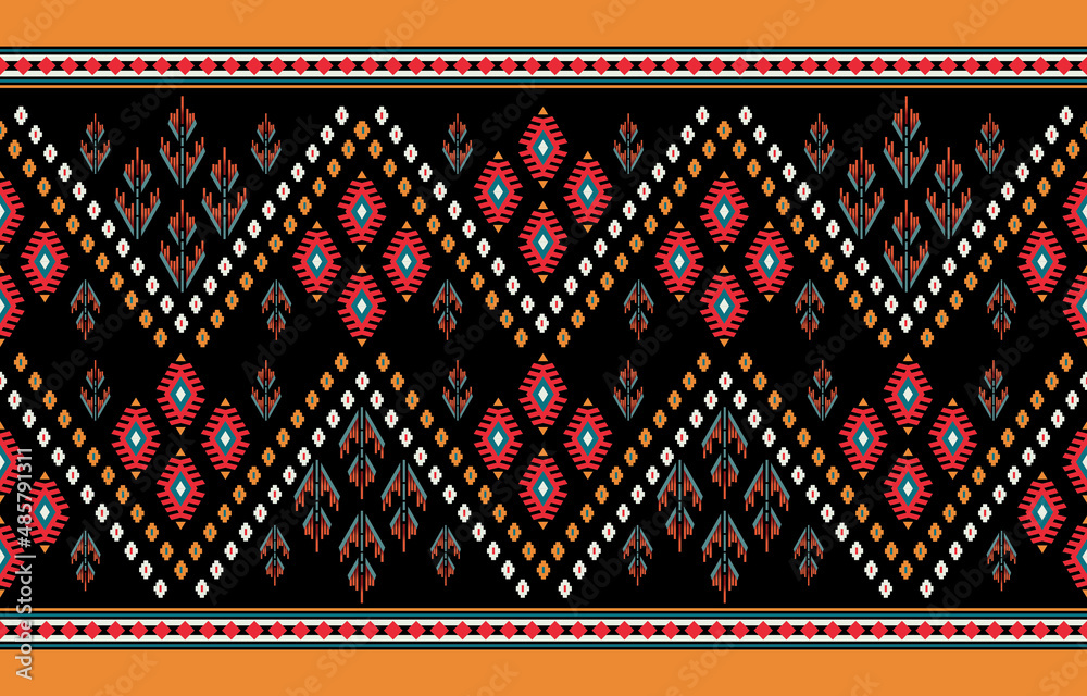 Beautiful Ethnic flower background. Seamless floral pattern in tribal ...