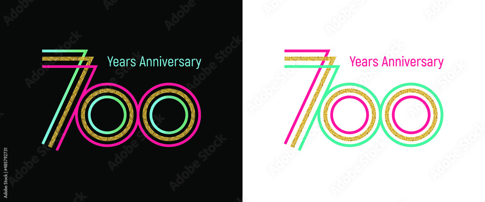 Elegant 700th anniversary logo template made of bright ribbons. Variant ...