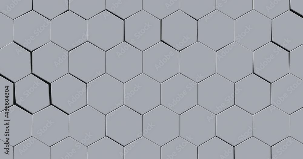 Futuristic tech background of moving gray Hexagonal shapes. Cell frames ...