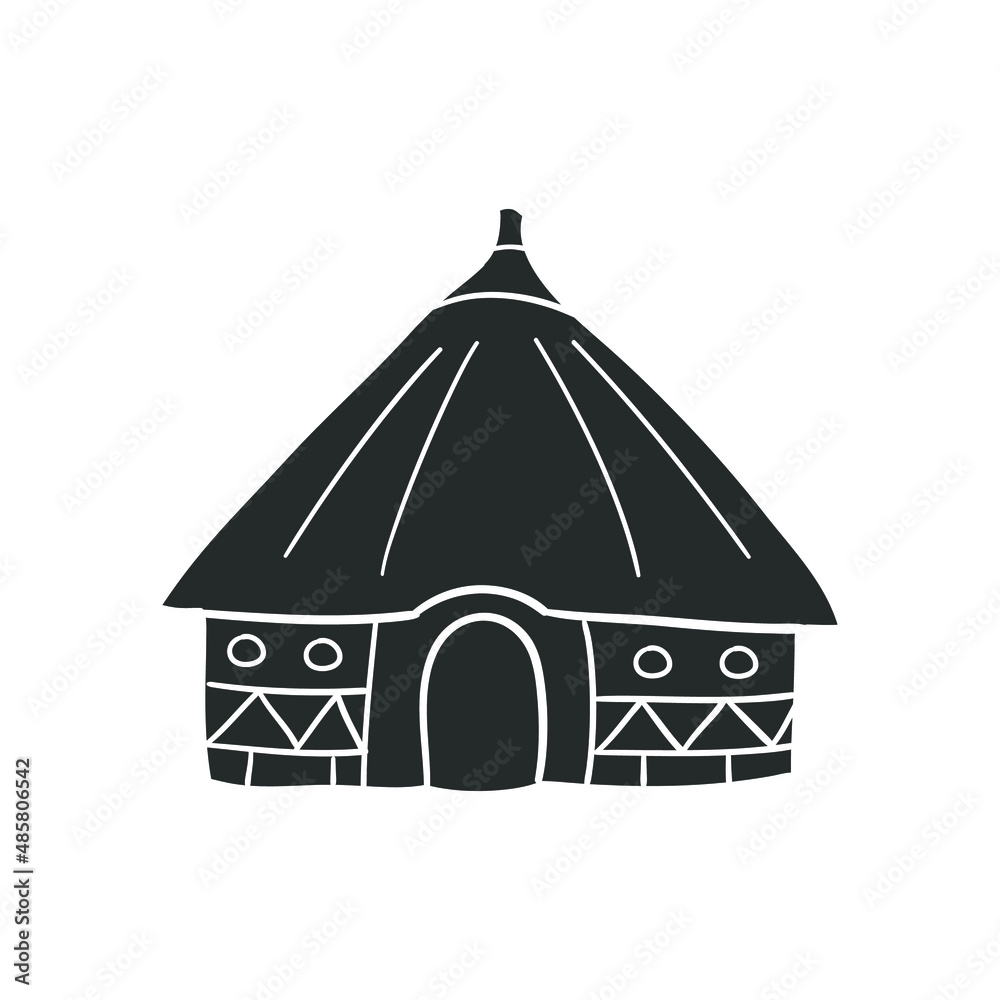 Africant Hut Icon Silhouette Illustration. Architecture Rural Village ...