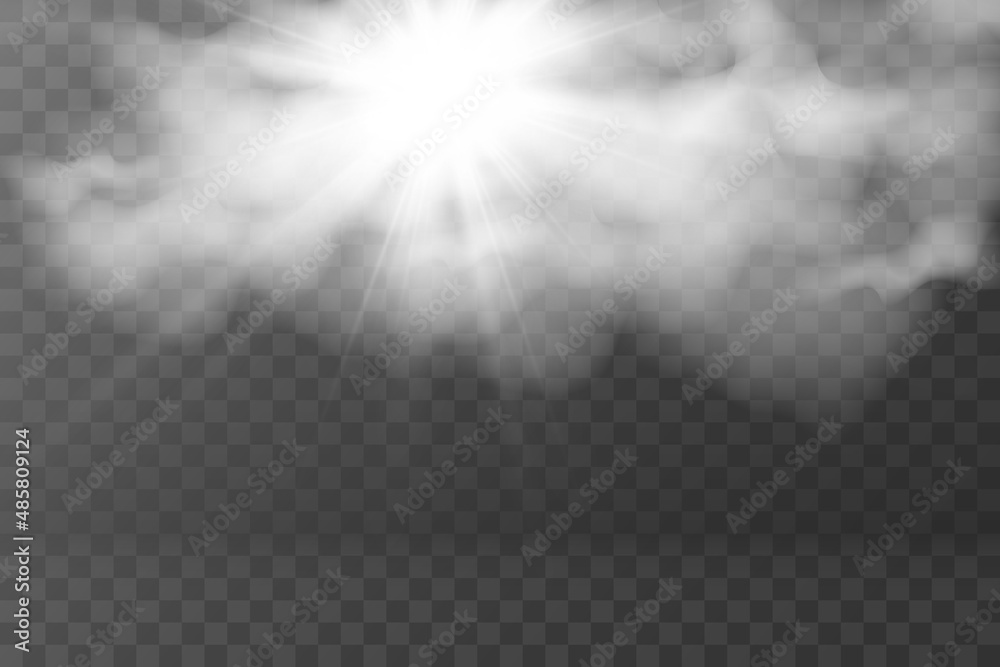 Vector illustration of clouds on a transparent background.Realistic ...