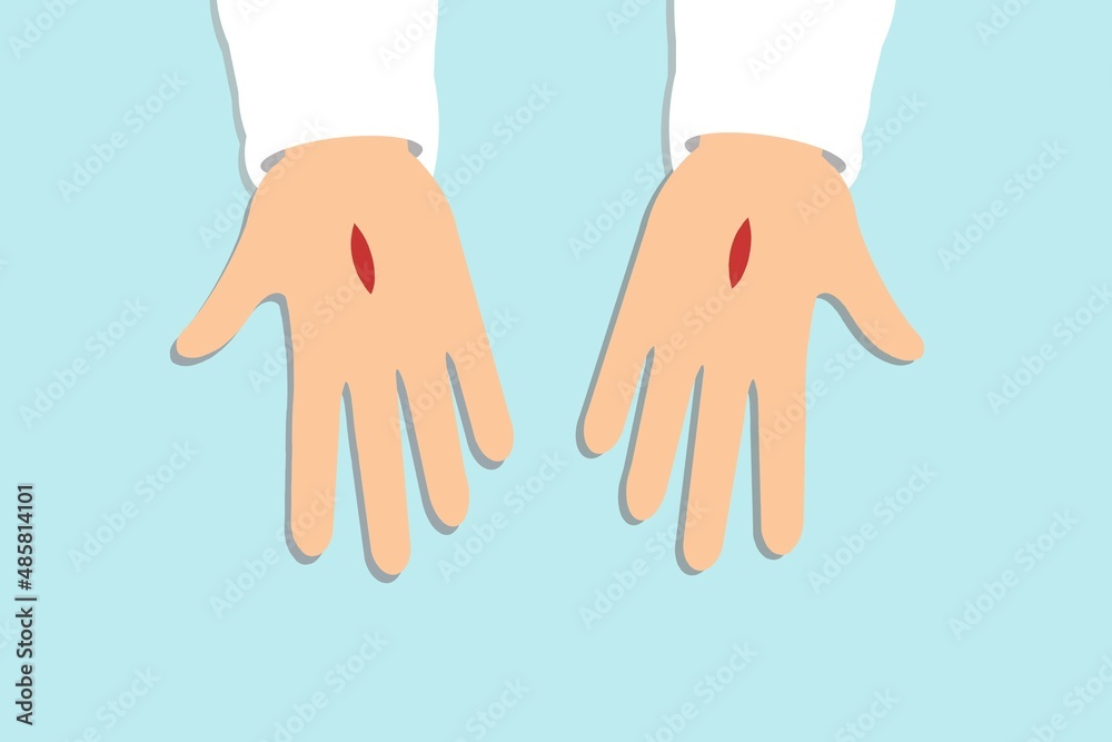 Jesus of Nazareth showing the wounds on his hands. The hands of Jesus ...