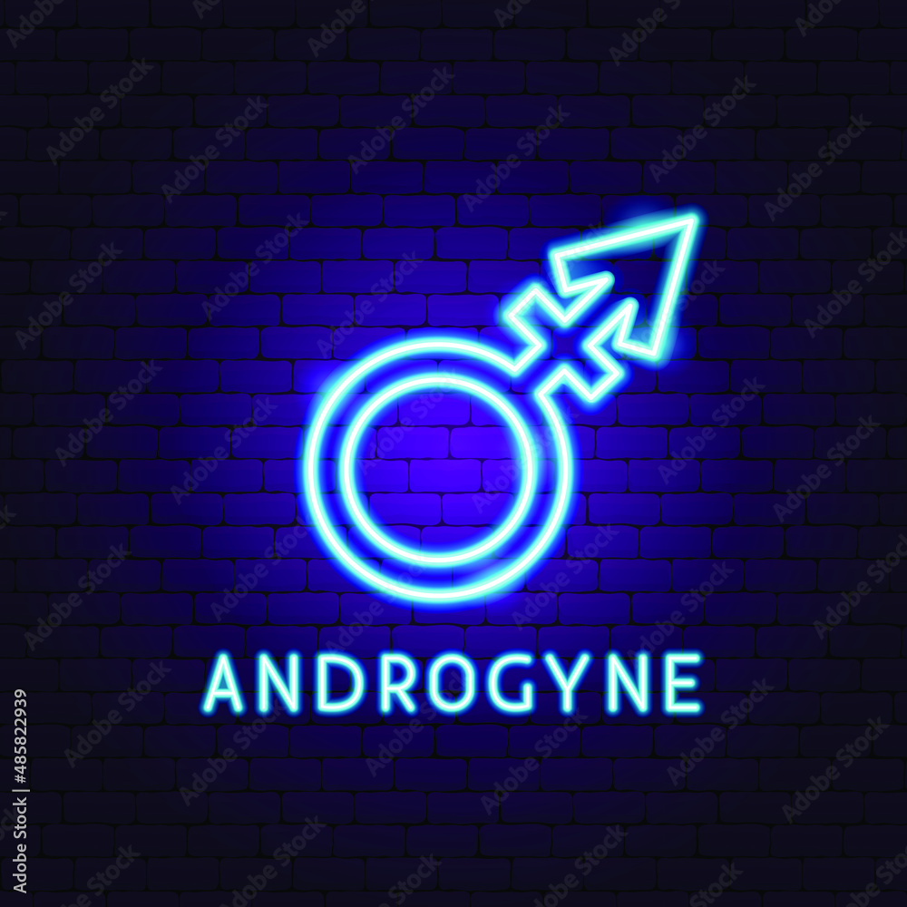 Androgyne Neon Label. Vector Illustration of Gender Promotion. Stock ...