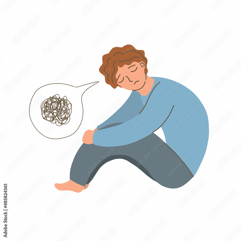 Sad lonely depressive person. Mental disorder and depression man ...