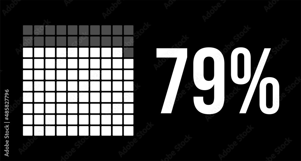 79 percent diagram, seventy-nine percentage vector infographic. Rounded ...