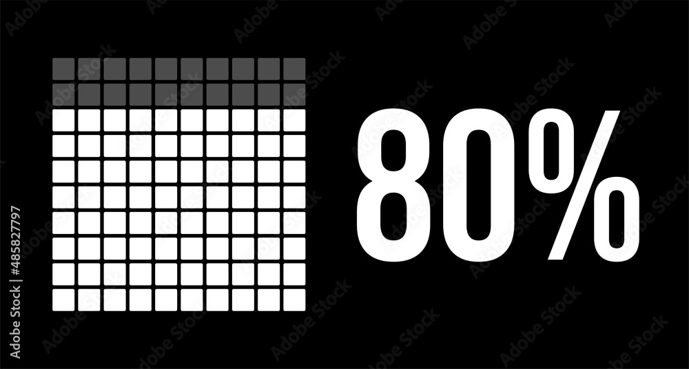 80 percent diagram, eighty percentage vector infographic. Rounded ...