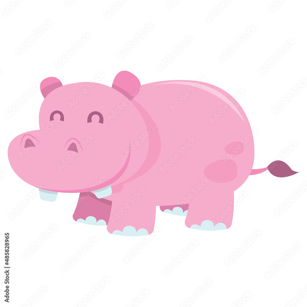 Cartoon Pink Hippo Stock Vector | Adobe Stock