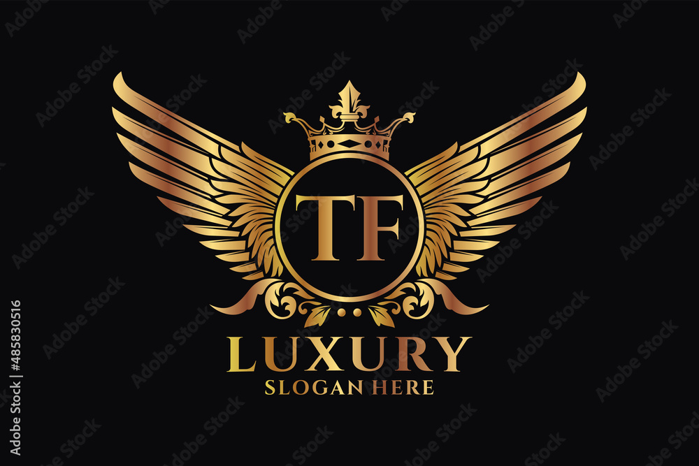 Luxury royal wing Letter TF crest Gold color Logo vector, Victory logo ...