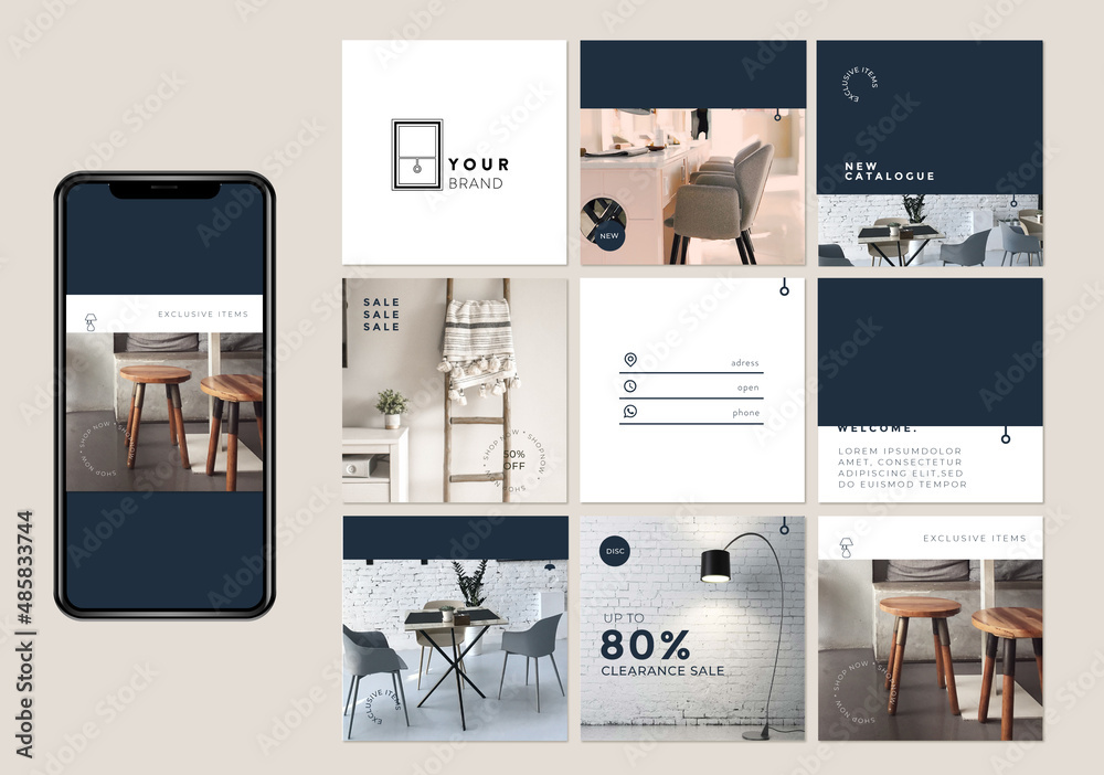 Clean and Minimal Social Media Post Layouts Stock Vector | Adobe Stock
