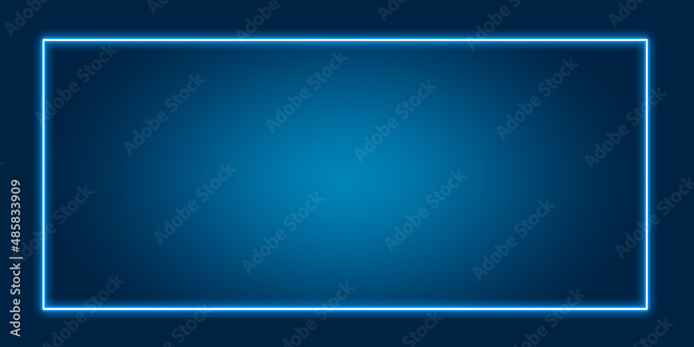 Rectangular, horizontal blue illustration with a neon blue border ...