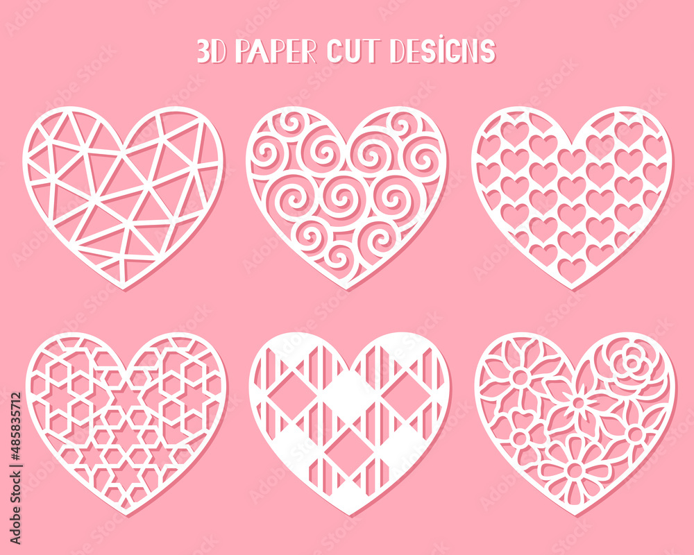 Heart paper cut templates for Valentine's, Wedding or Mother's Day ...