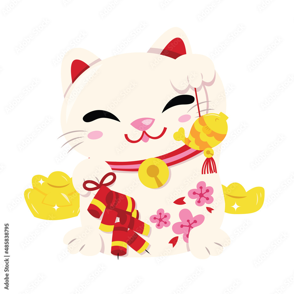 Cartoon Lucky Cat Stock Vector | Adobe Stock