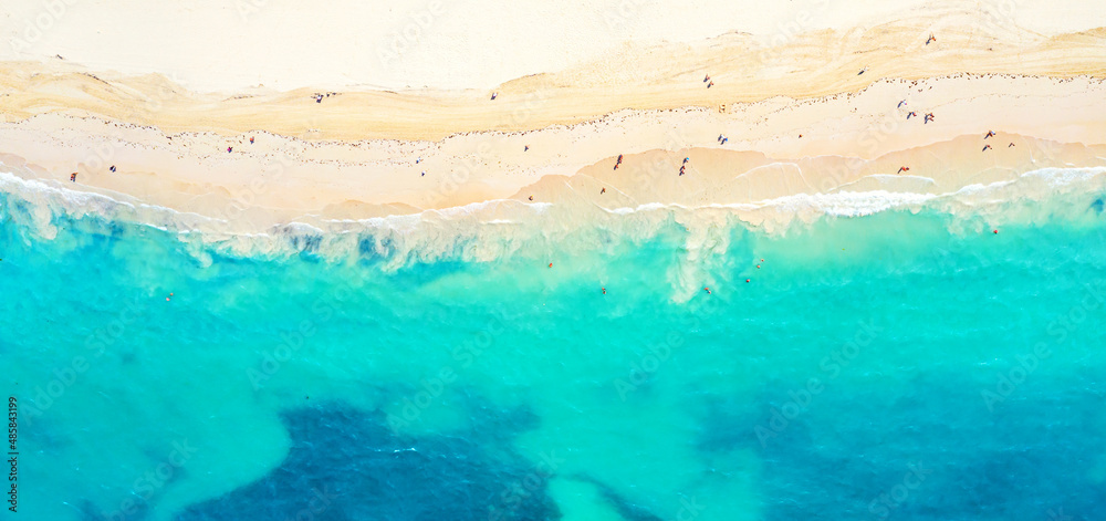 Caribbean resort. Vacation travel background. Ocean seashore with ...