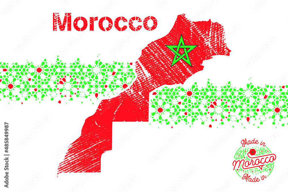 the kingdom of morocco map with disintegration effect pattern based on ...