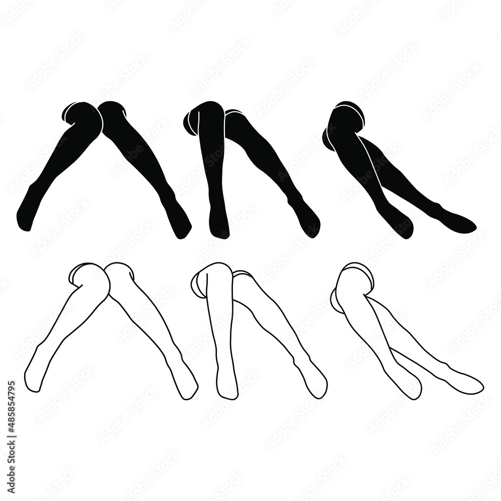 Women stocking outline and silhouette simple minimalist vector icon ...