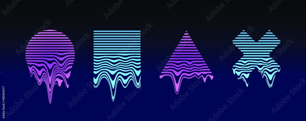 Vector shapes square circle triangle cross with drip effect, melting ...