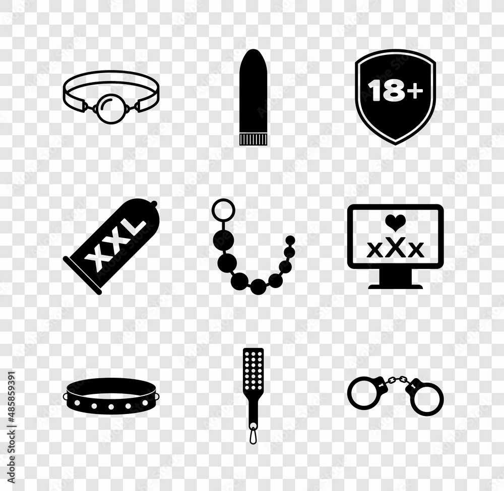 Set Silicone Ball Gag Dildo Vibrator Shield With 18 Plus Leather
