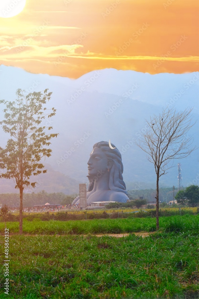 BEAUTIFUL ISHA YOGA ADIYOGI SHIVA STATUE PHOTO Stock Photo | Adobe Stock