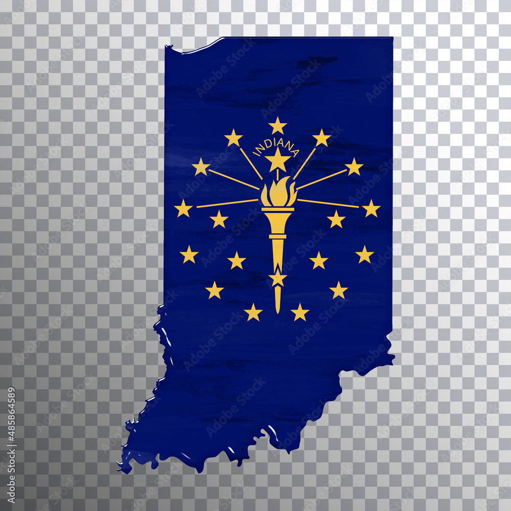 Indiana flag and map, transparent background Stock Illustration | Adobe ...