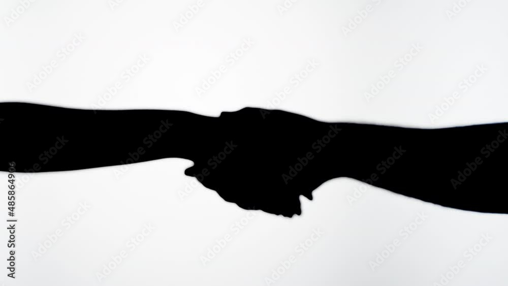 People making handshake gesture isolated on white background. Friends ...