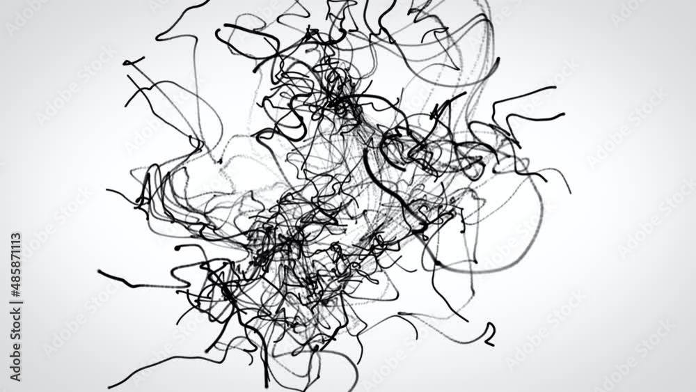 Particles explosion. Exploding particles create ink lines in space ...