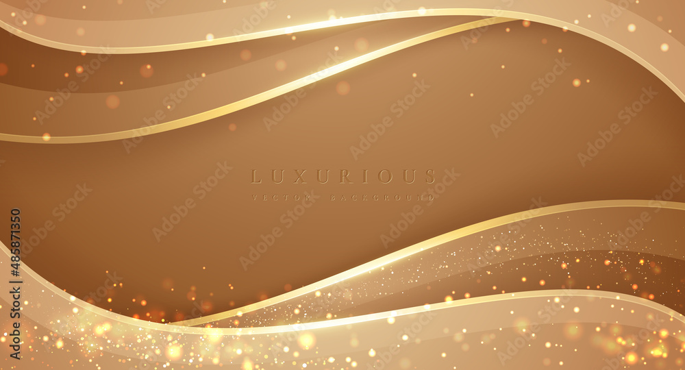 Abstract wavy gold background. Luxurious gold vector background with ...