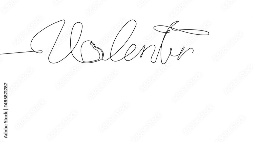 4k animated self drawing of continuous line drawing of Two red love ...