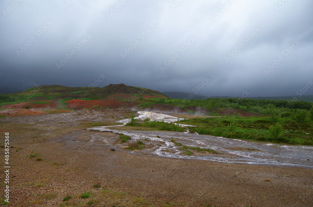 Supernatural landscape at geothermal field Mars like site Geysir ...
