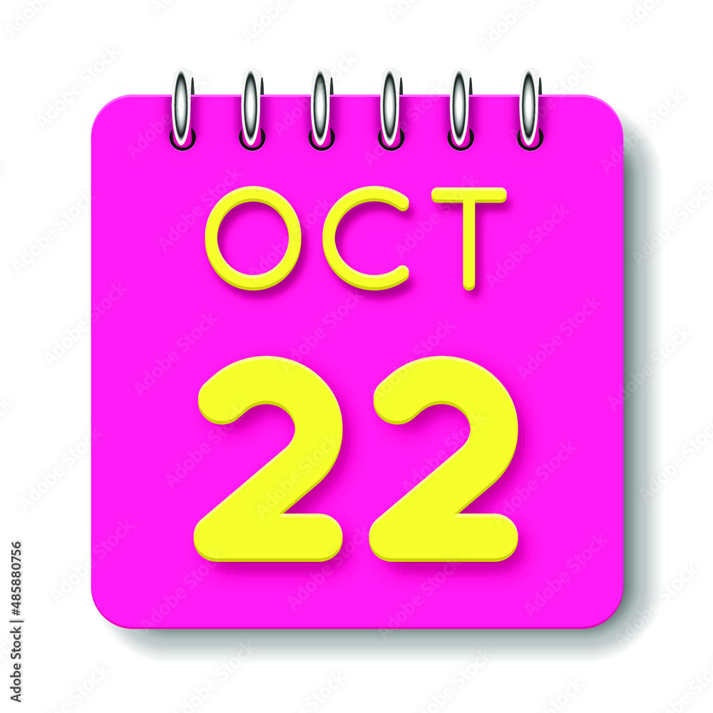 22 day of the month. October. Cute calendar daily icon. Date day week ...