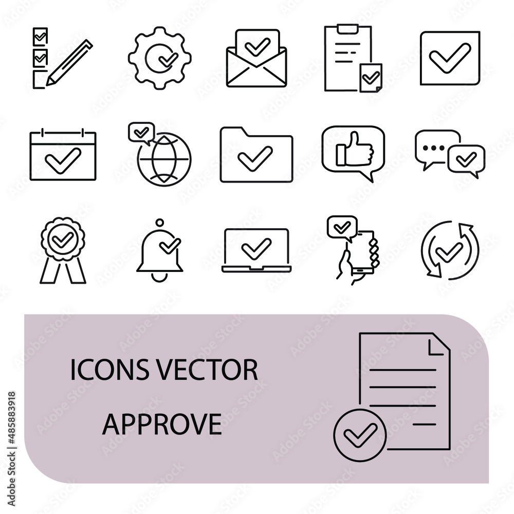 Approve icons set . Approve pack symbol vector elements for infographic ...