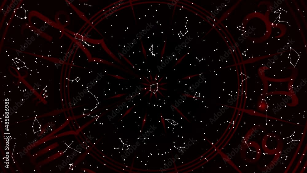 Animated Round Frame with Zodiac Sign. Black and Red Horoscope Symbol ...