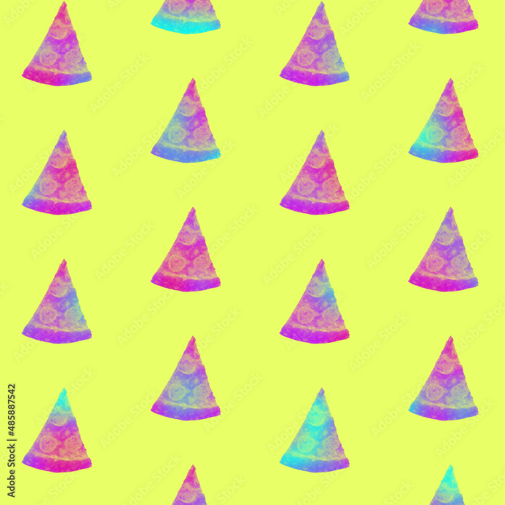 Pizza slices pattern on vibrant gradient holographic neon colors ...