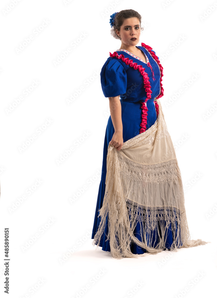 Chula Madrileña vestida de chulapa, traje típico del Chotis Madrileño ...