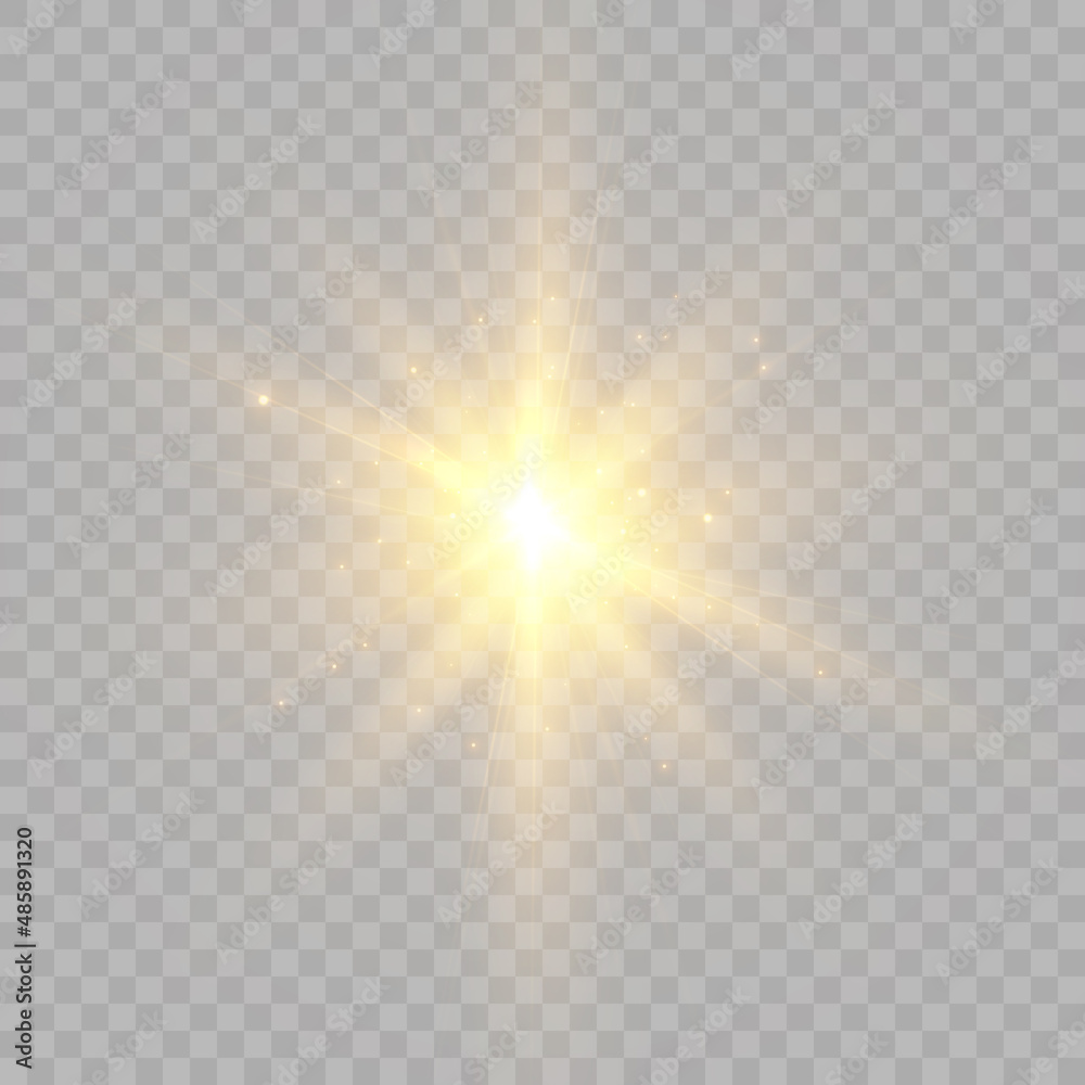 Bright light effect with rays and highlights for vector illustration ...