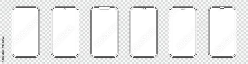 Set realistic smartphone blank screen, phone mockup isolated on ...