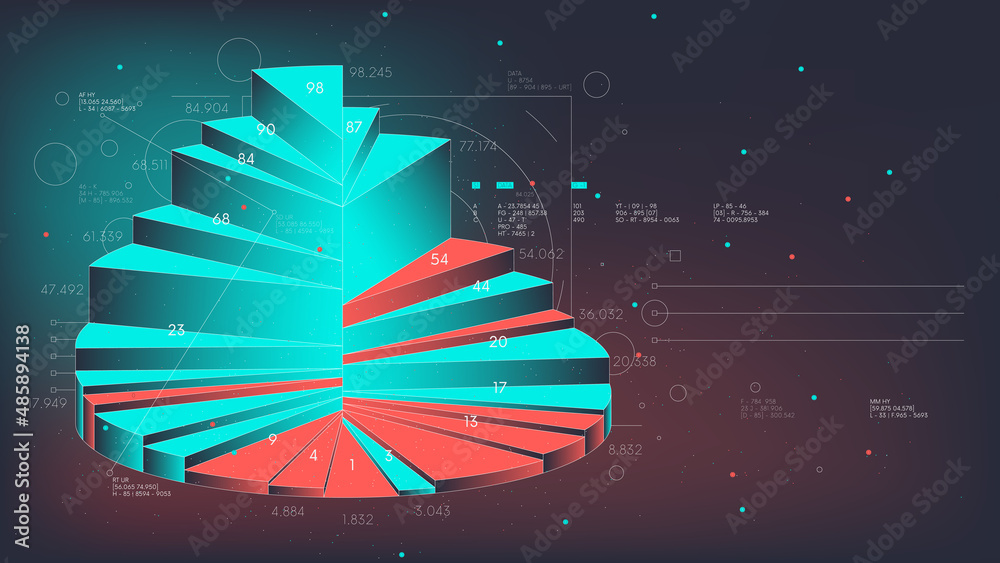 Business report infographics, marketing chart steps with percentages ...
