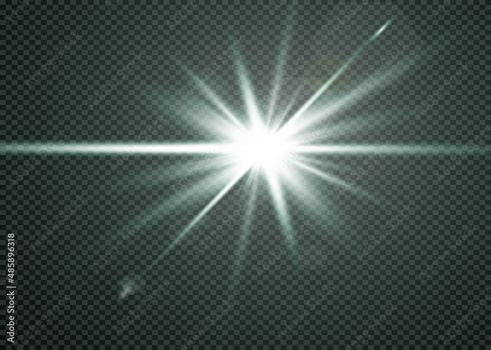 Glowing flash. Sparkling light effects of lens flare with colorful ...