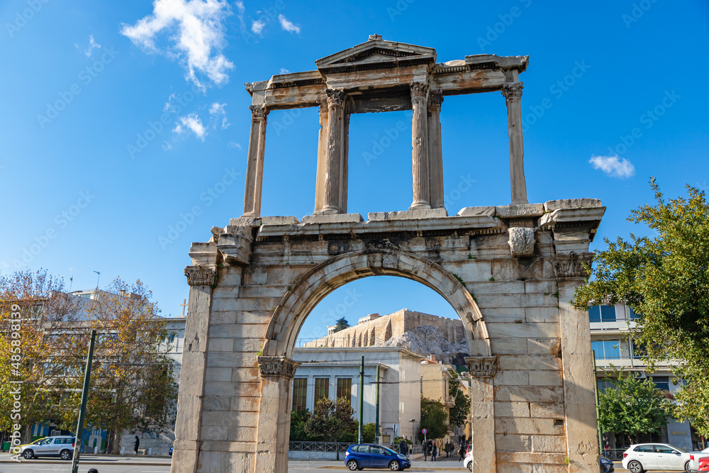 ATHENS, GREECE - DECEMBER 19, 2021: Arch of Hadrian known as Hadrian’s ...