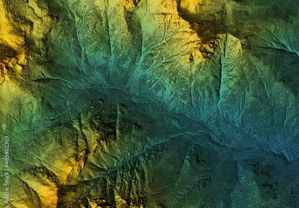 Digital elevation model. GIS product made after proccesing aerial ...