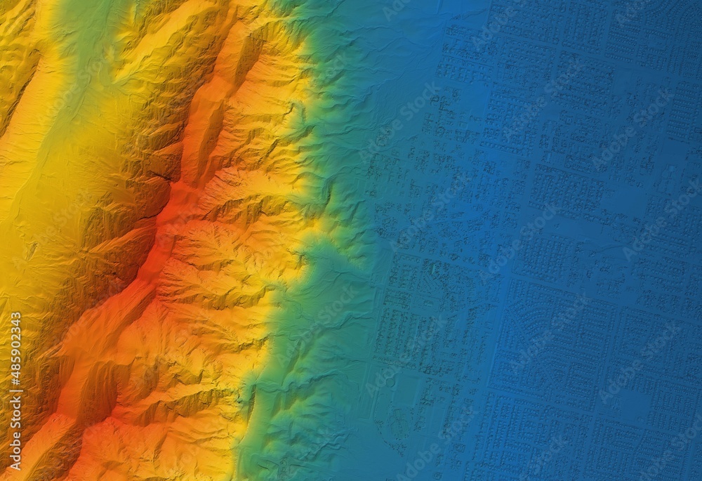 Digital elevation model. GIS product made after proccesing aerial ...
