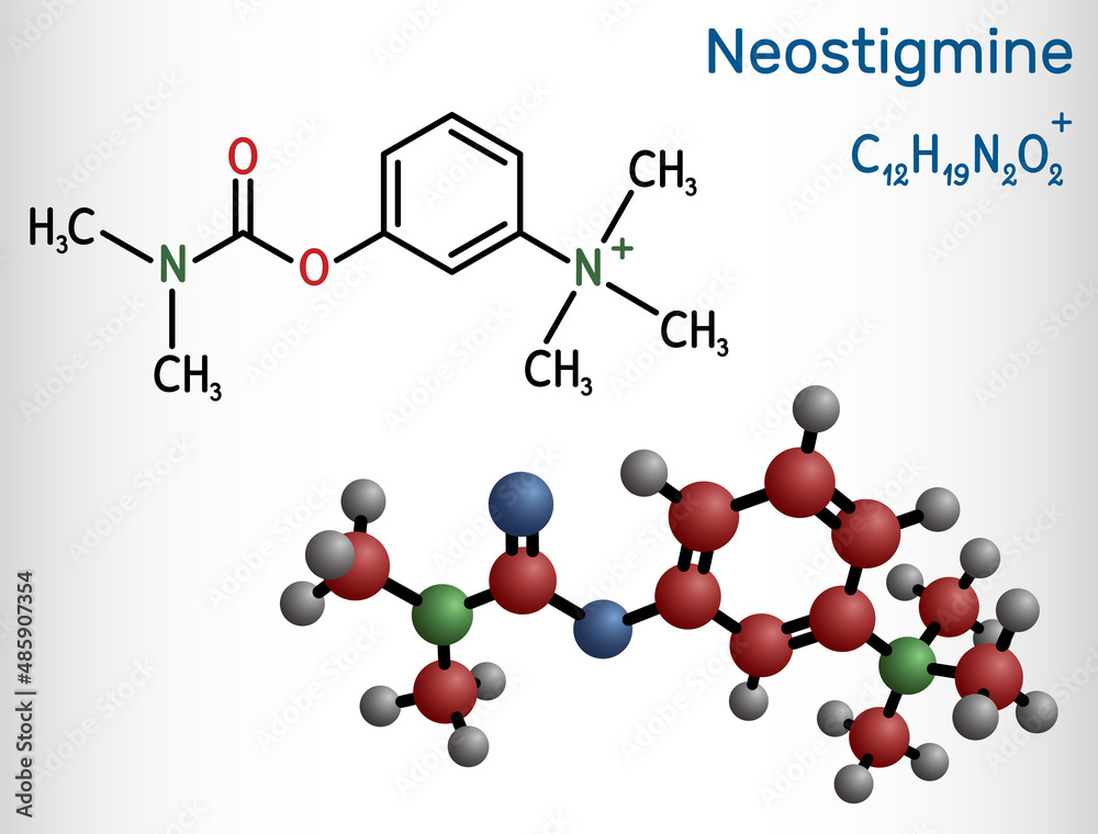 Neostigmine molecule. It ischolinesterase inhibitor for symptomatic ...
